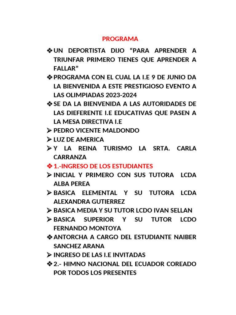 PROGRAMA OLIMPIADAS 23-24 | PDF