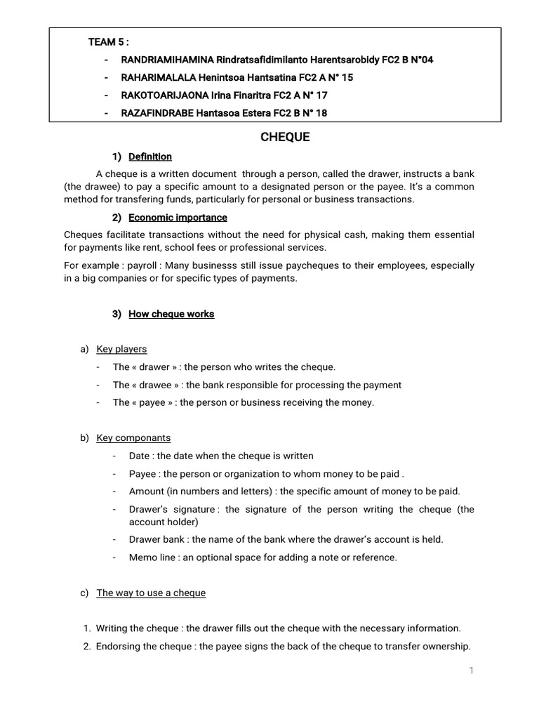 Expose English Team 5 Cheque | PDF