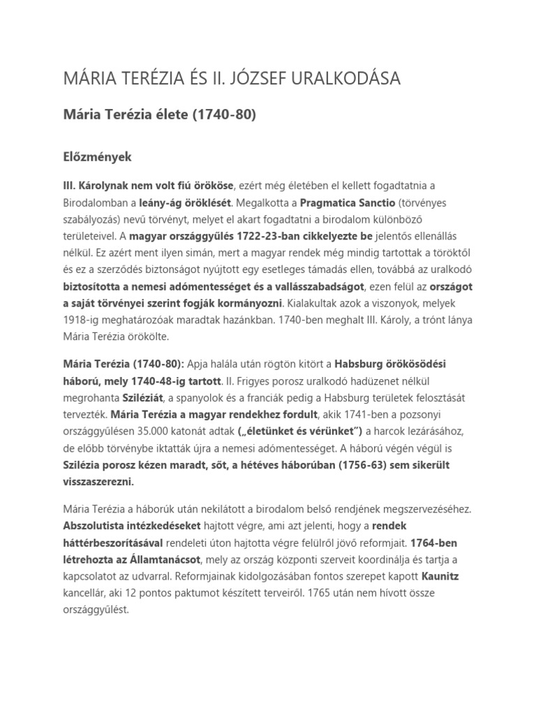16 Mária Terézia II Jozsef | PDF