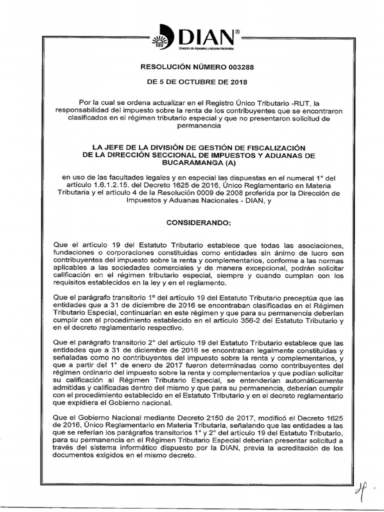 04 20181005 R 003288 Actualización RUT 5 Bucaramanga | PDF