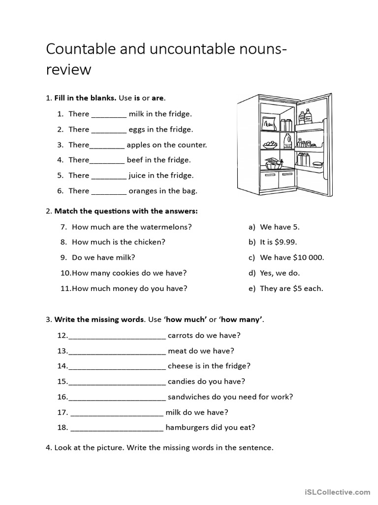 Food Countability Exercises | PDF