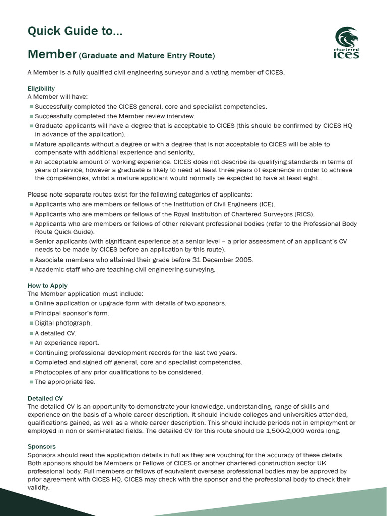 Quick Guide Member Grad Mature Route 2 Pages | PDF | Professional ...