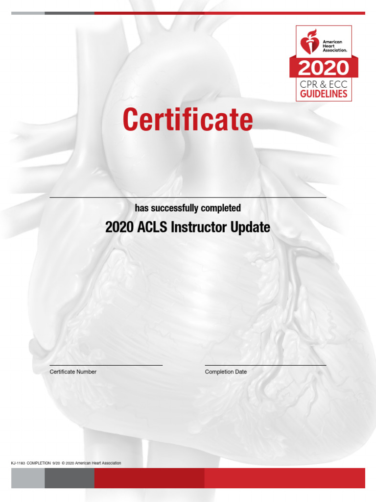 2020 ACLS Instructor Update Certificate | PDF