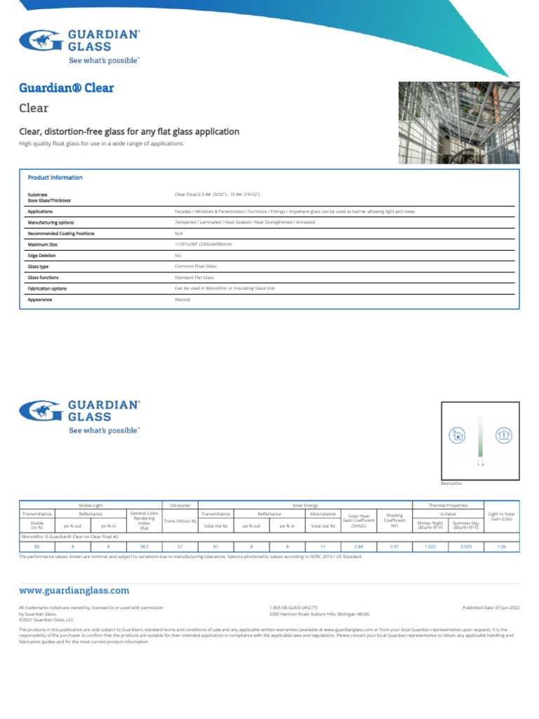 Clear Glass Brochure Guardian 6 | PDF | Glasses | Transparent Materials