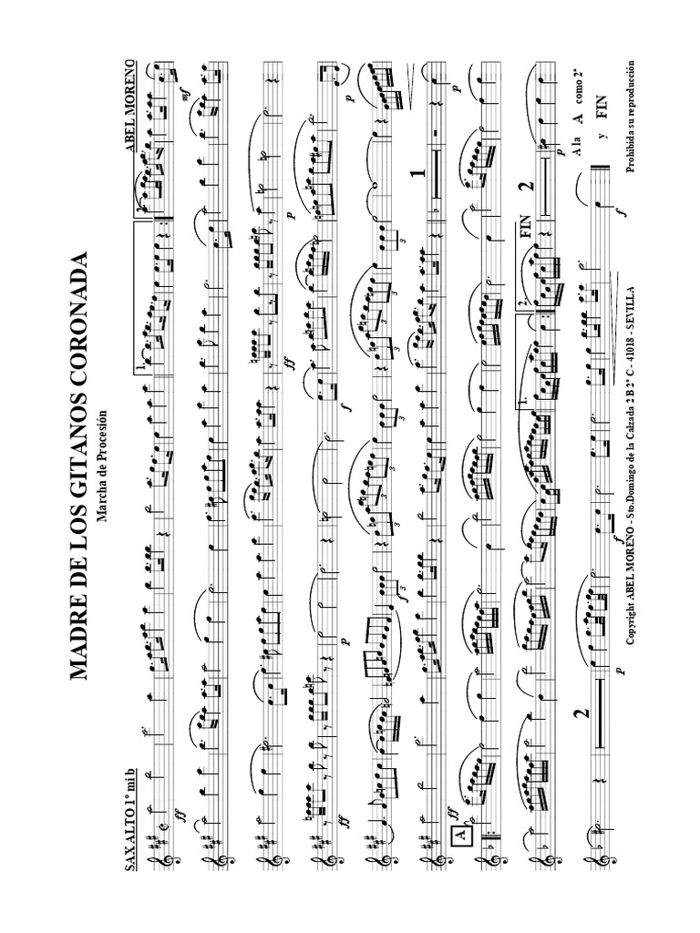 Madre de Los Gitanos Coronada - Saxo Alto 1º | PDF
