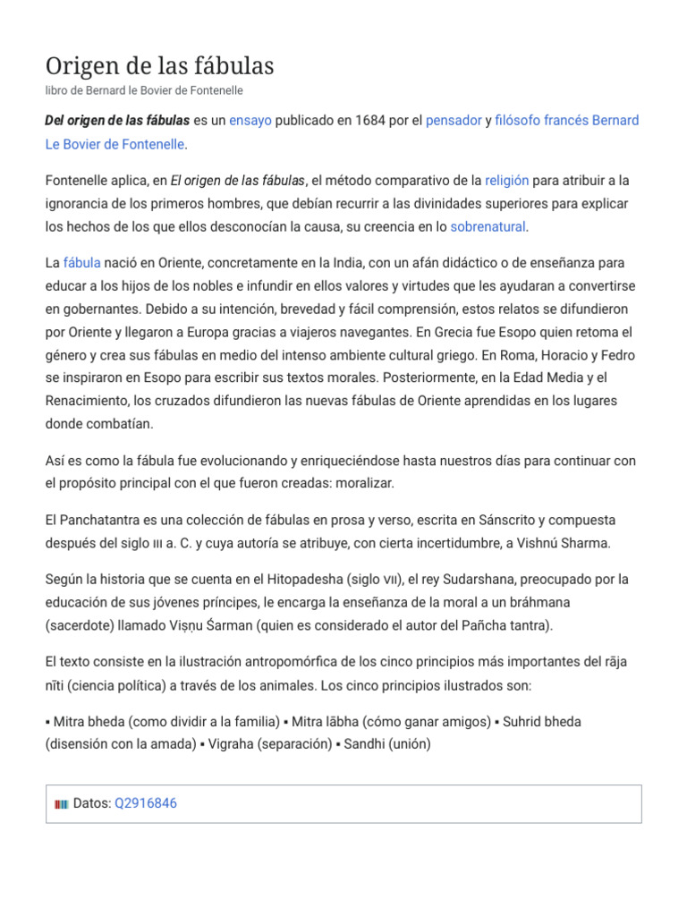 Origen de Las Fábulas | PDF