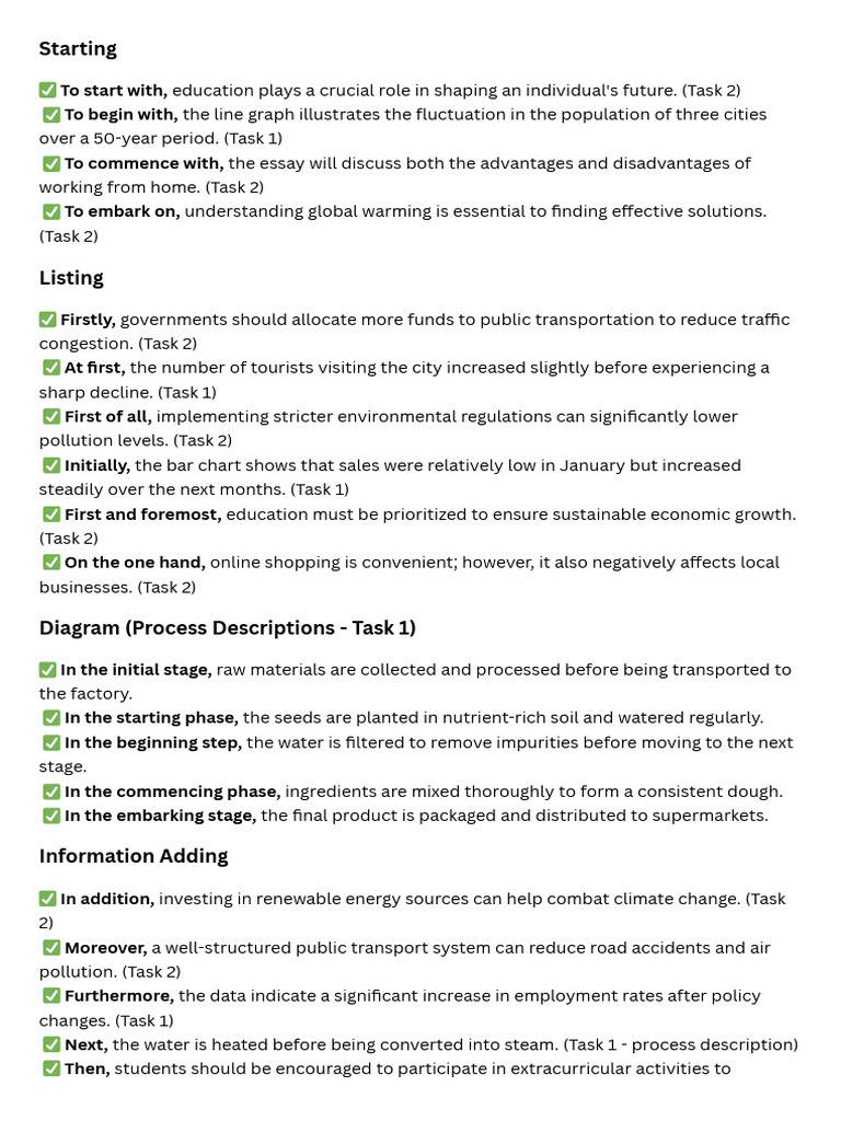 Connectors examples writing | PDF | Climate Change | Public Transport