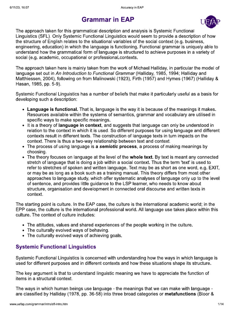 Grammar in EAP | PDF