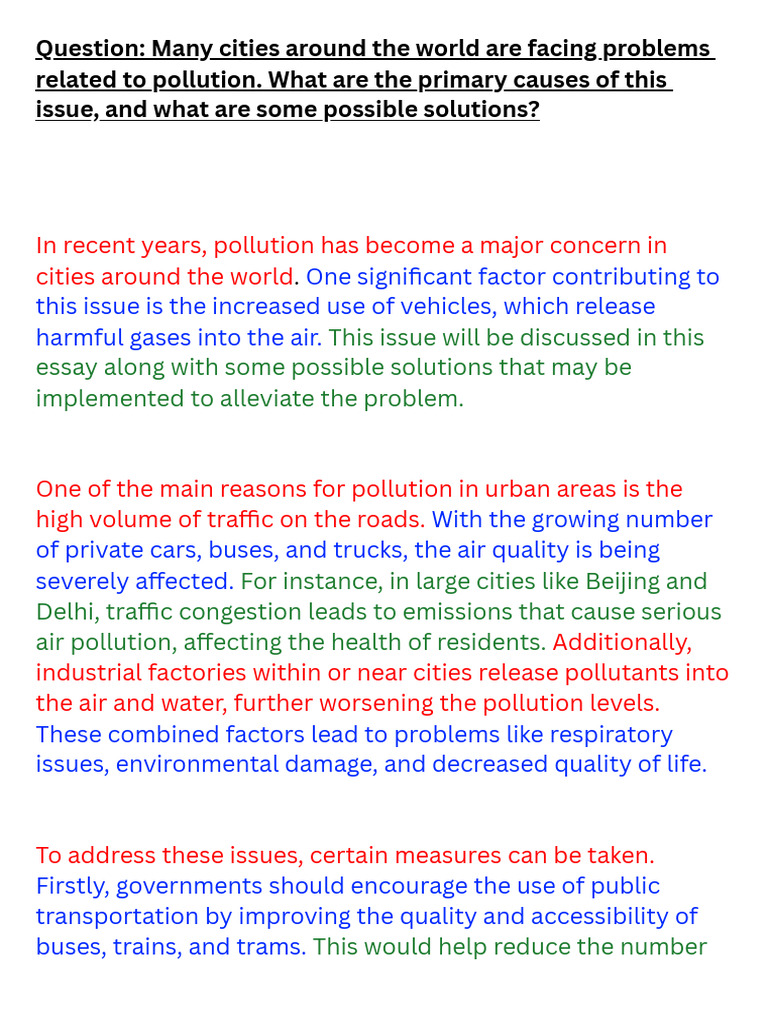 Question Many Cities Around The World Are Facing Problems Related To ...