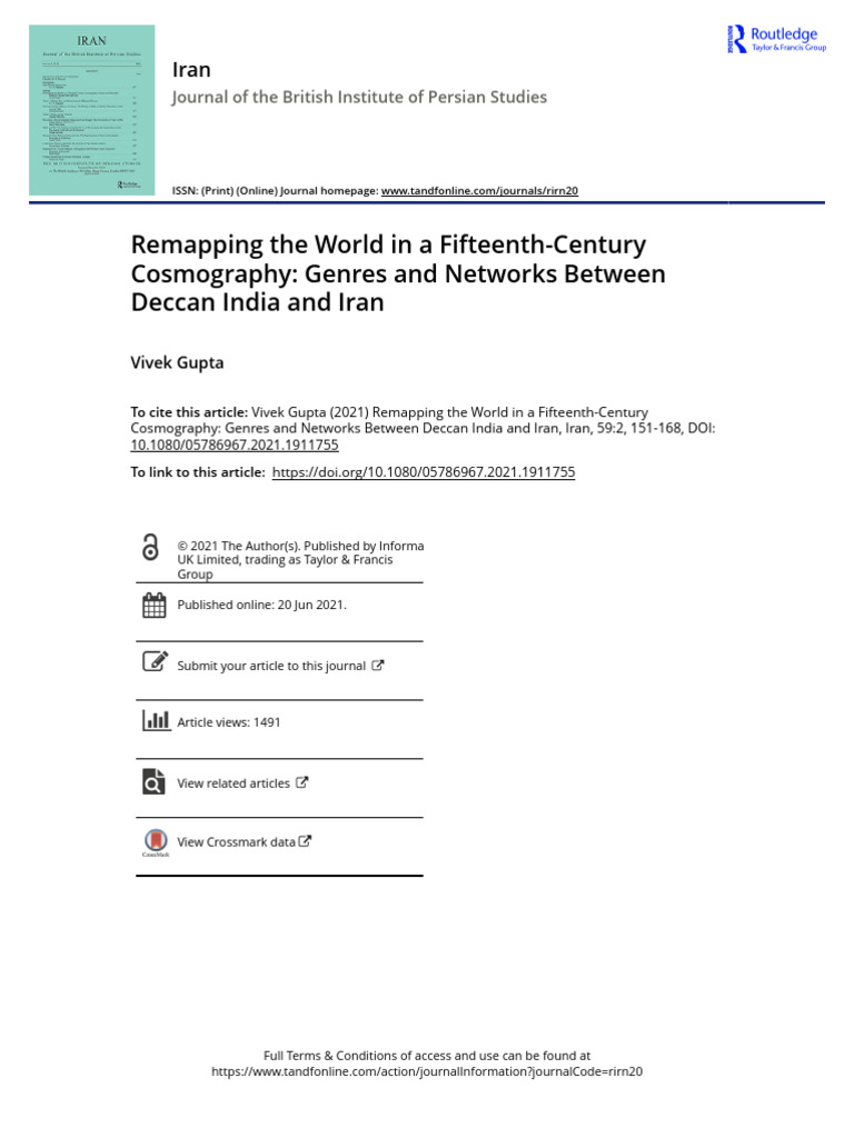 Vivek Gupta 2021 Remapping The World in A Fifteenth-Century Cosmography Genres and Networks ...
