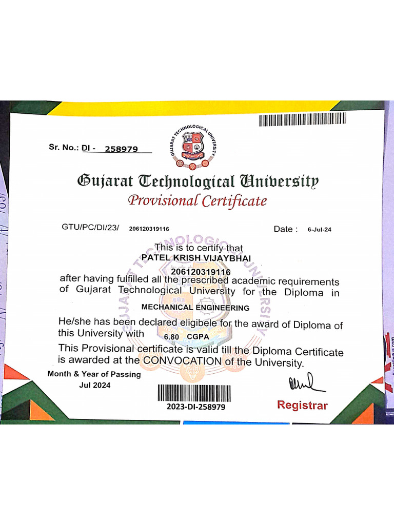 Diploma Provisional Certificate | PDF