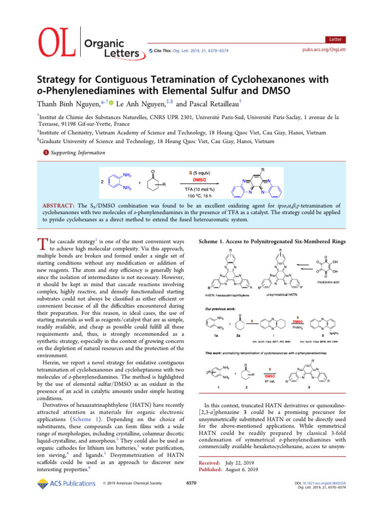 Strategy For Contiguous Tetramination of Cyclohexanones With | PDF | Chemical Reactions | Catalysis