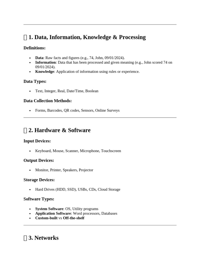 Data, Information, Knowledge & Processing: Definitions | PDF