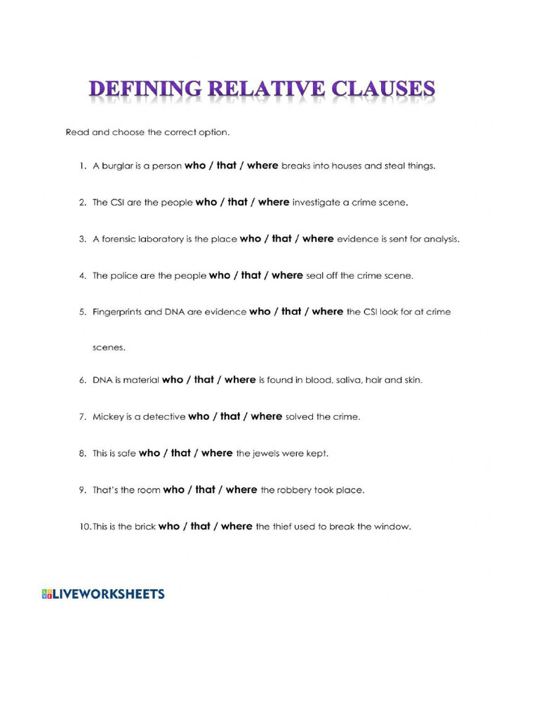 Defining Relative Clauses | PDF
