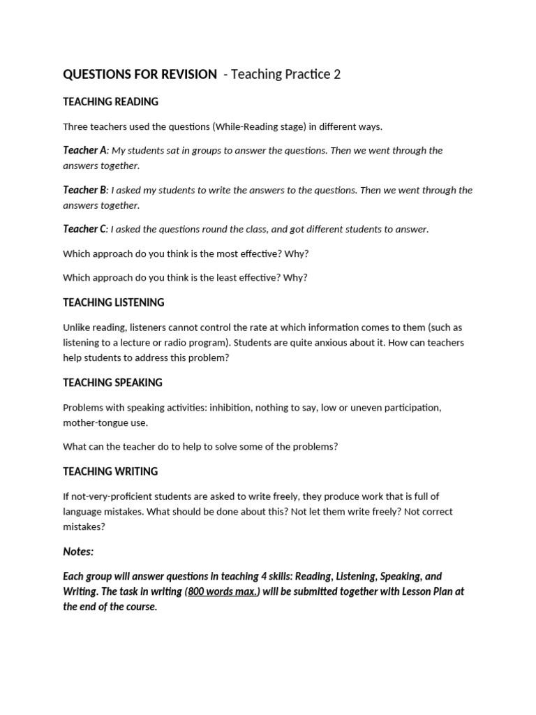 Questions For Revision TP2 | PDF