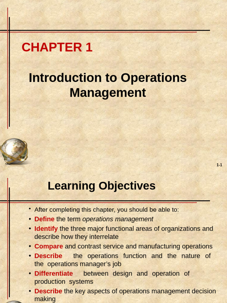 Chapter 01; Introduction to Operation Management | PDF | Business ...