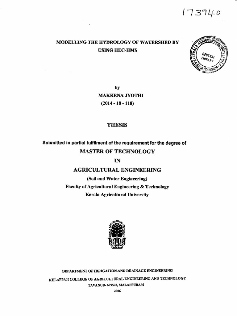 Modelling The Hydrology of Watershed by Using Hec-Hms: Thesis | PDF | Drainage Basin | Surface ...