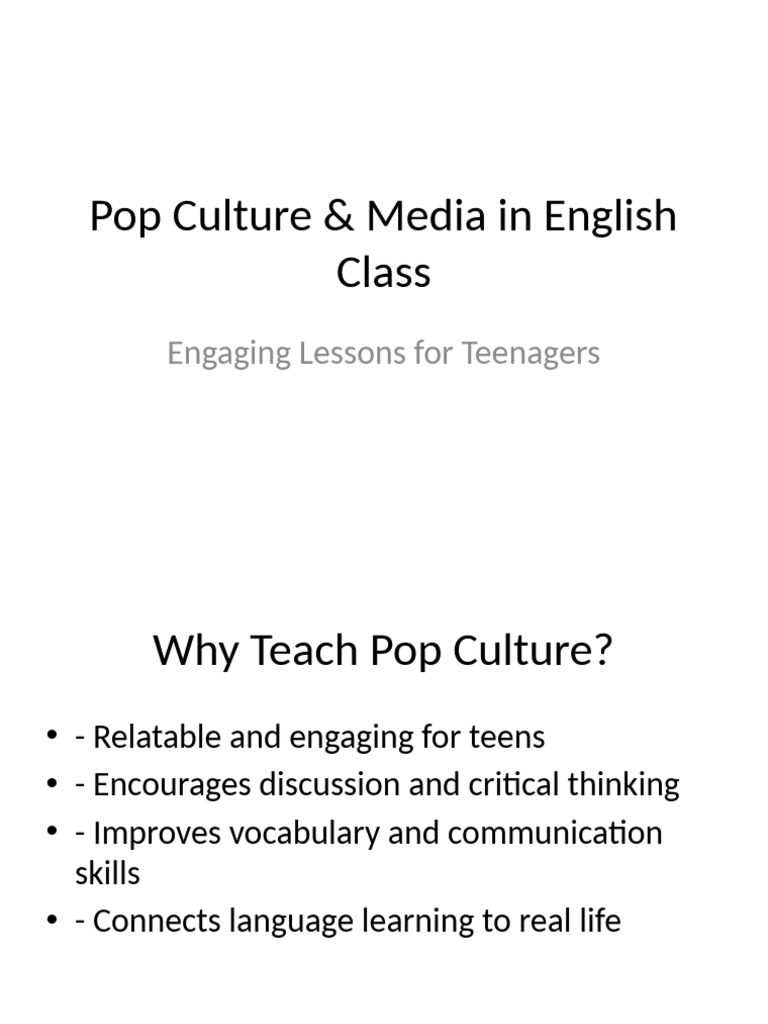 Pop Culture English Class | PDF