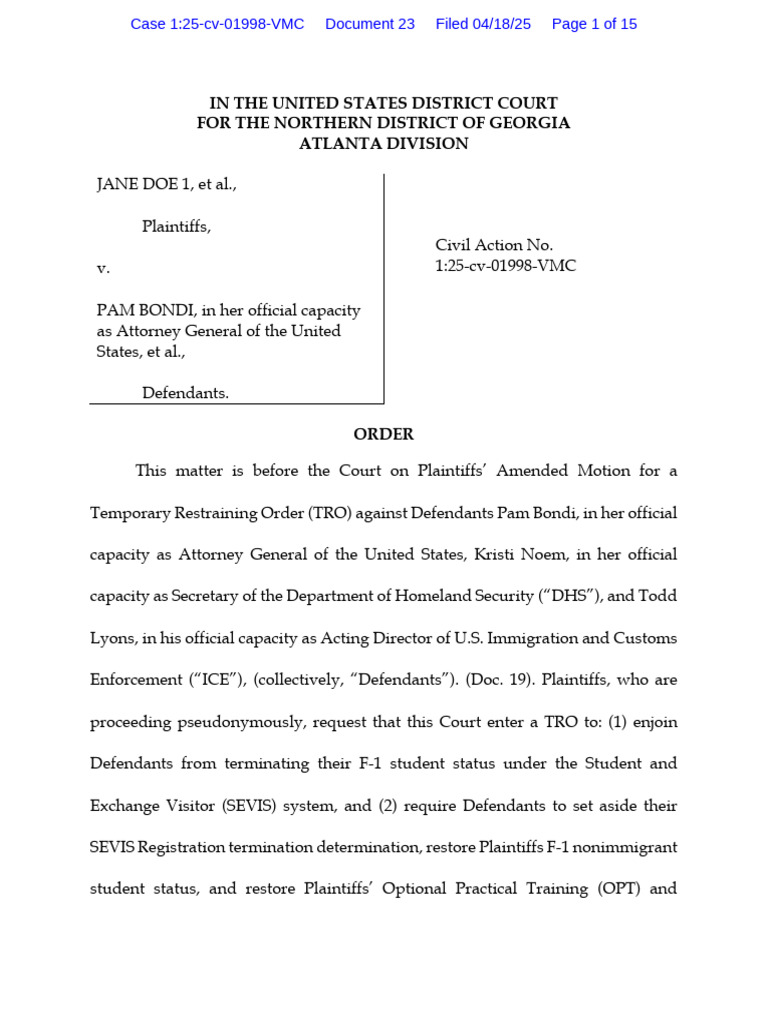 Order Granting Temporary Restraining Order | PDF | Injunction | Administrative Procedure Act
