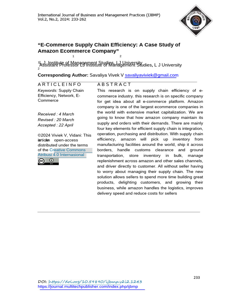 Fazilat Minor Project - 20250412 - 150211 - 0000 | PDF | Supply Chain | E Commerce