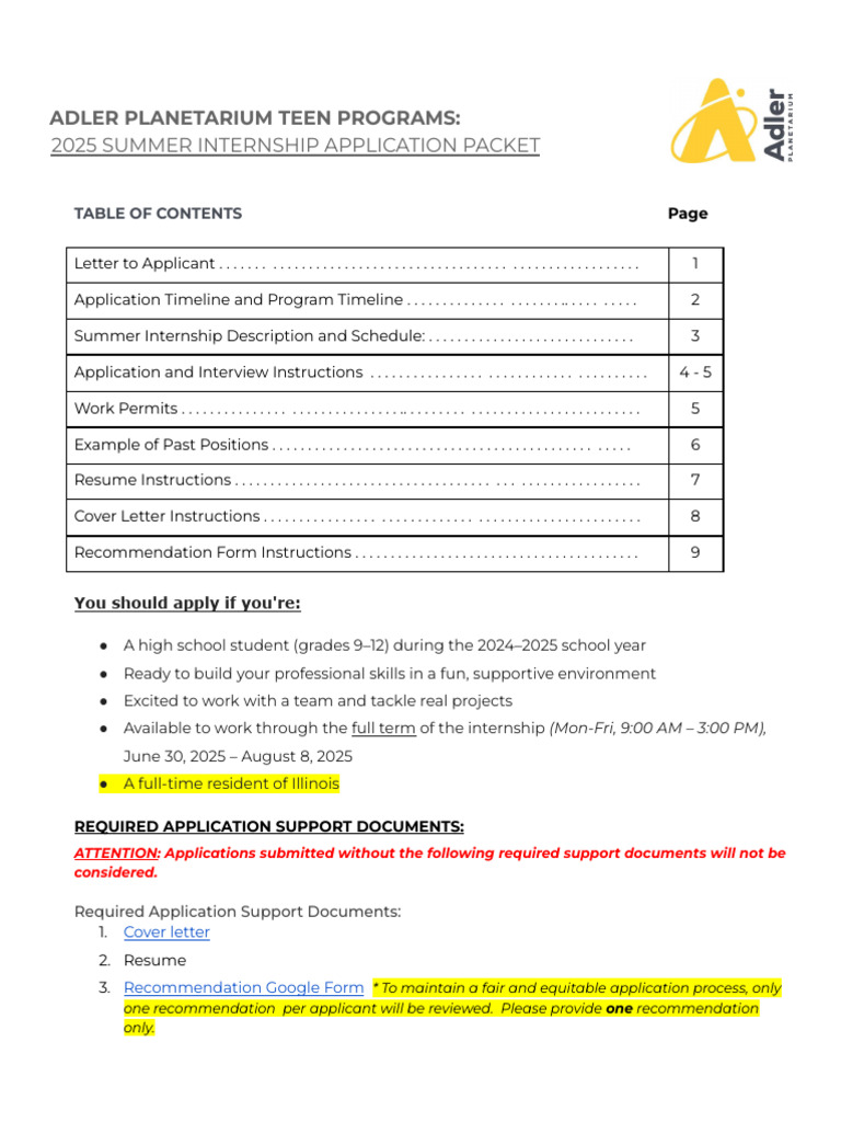 2025 Summer Internship Information Packet | PDF | Internship | Job Hunting