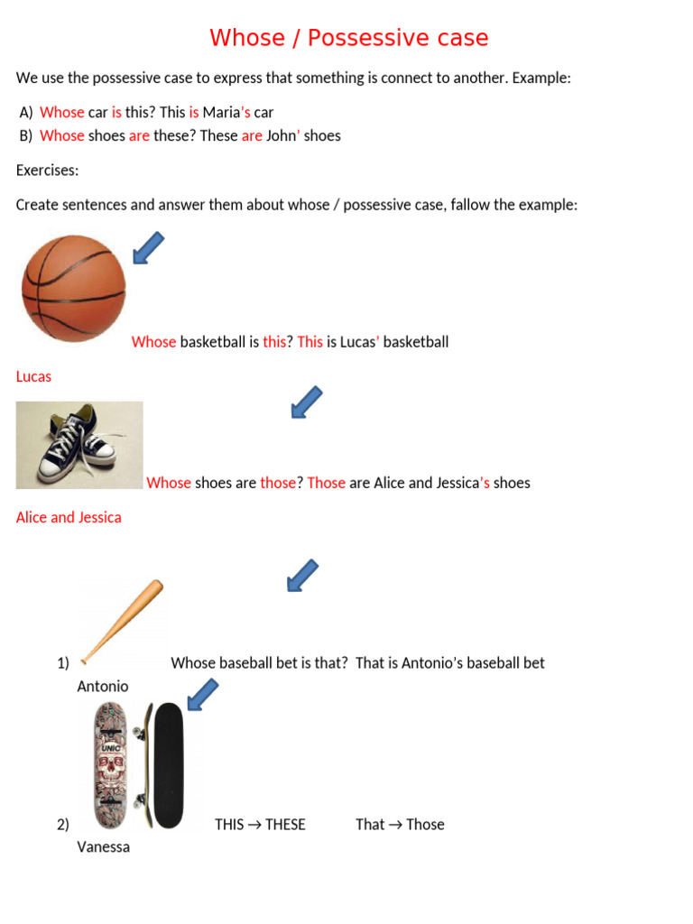 Whose and Possessive Case | PDF