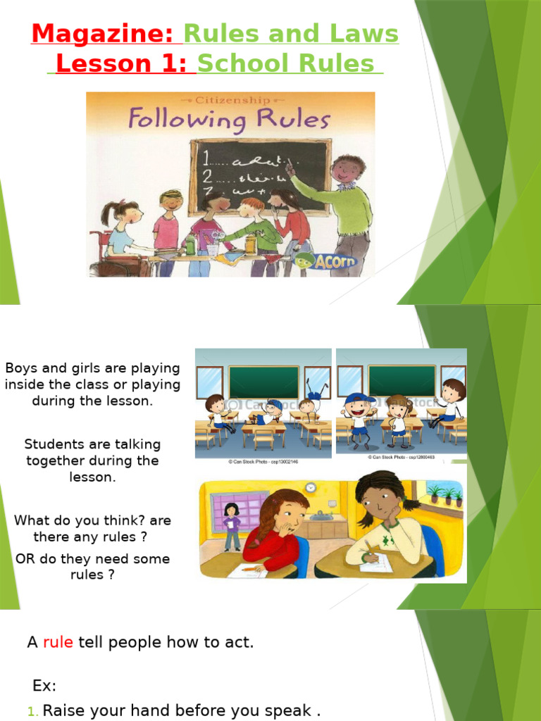 Magazine: Lesson 1:: Rules and Laws School Rules | PDF