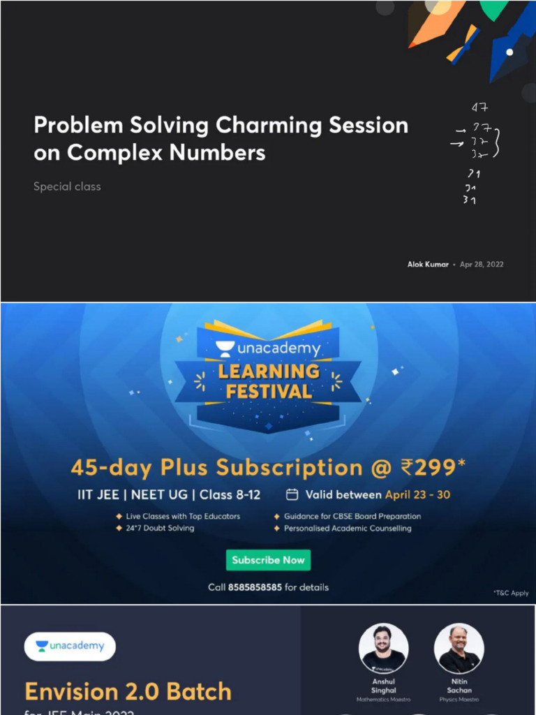 Problem Solving Charming Session On Complex Numbers With Anno | PDF