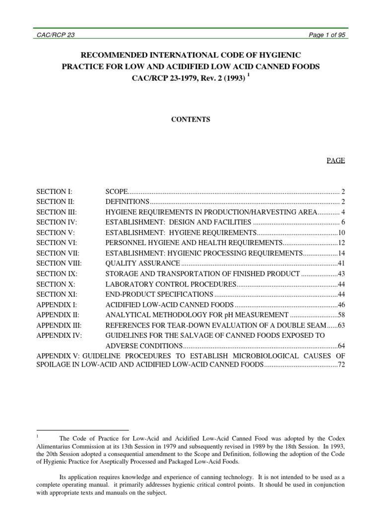 Codex Canned Acid | PDF | Hygiene | Sterilization (Microbiology)