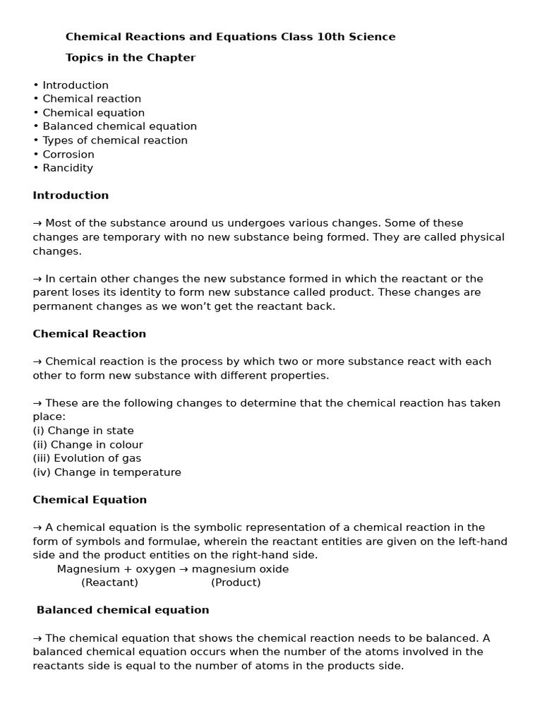 Chemical Re and Eq Notes | PDF | Redox | Chemical Reactions