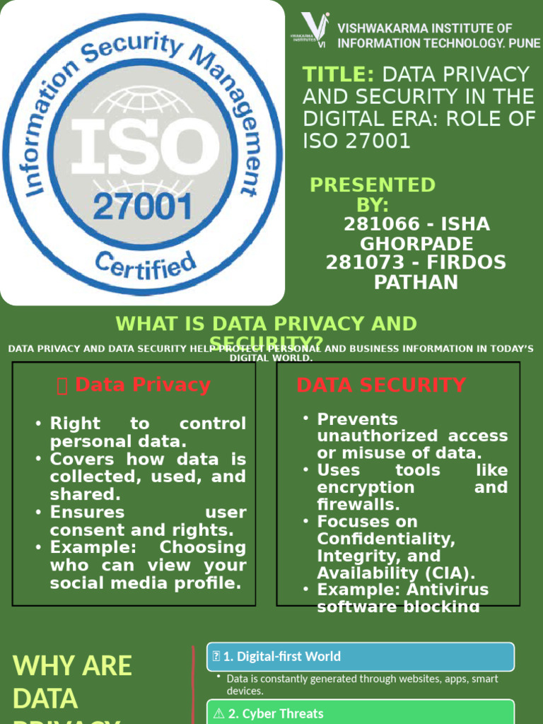 Title Data Privacy and Security in The Digital Era Role of ISO 27001 ...