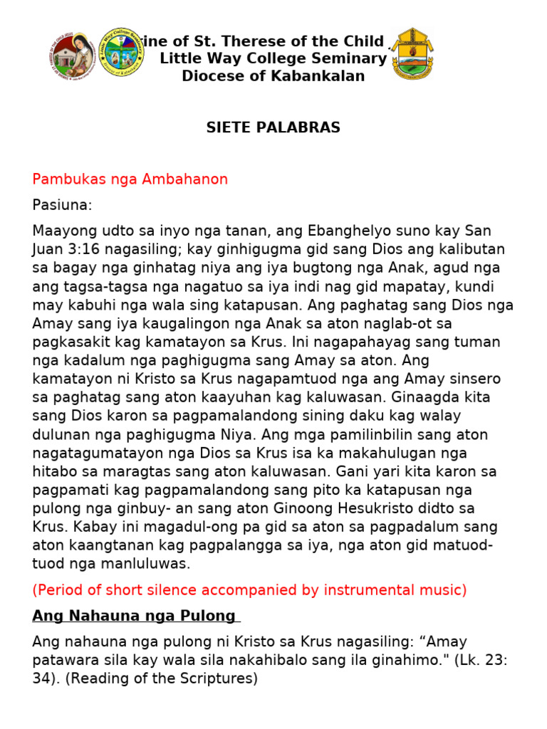 Rite For 7 Last Words | PDF