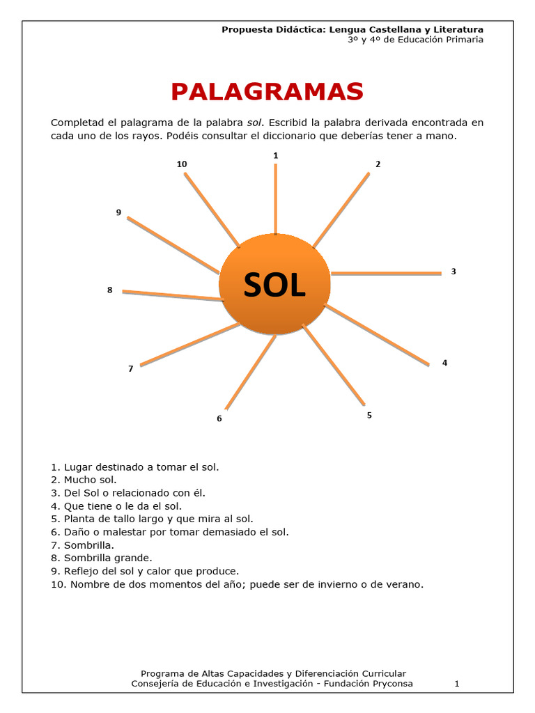 Actividades de Palagramas en Primaria | PDF