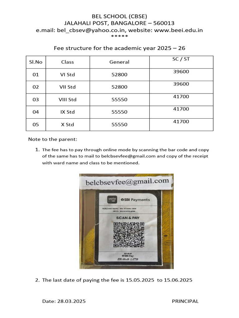 Fee Structure 2024-25 | PDF