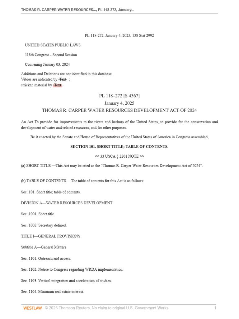 08 - Thomas R Carper Water Resources Development Act of 2024 | PDF ...