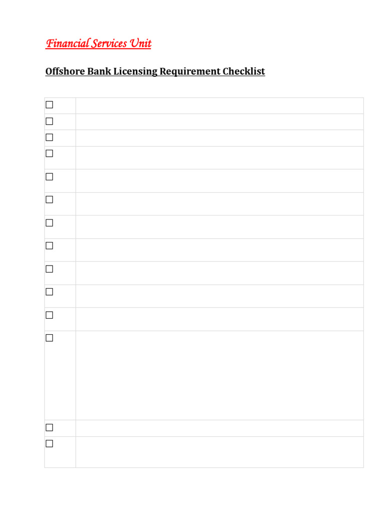 offshore_banking_checklist | PDF | Affidavit | Companies
