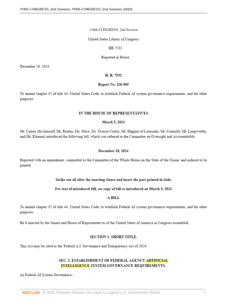 15 - 118th CONGRESS 2nd Session | PDF | United States Code | Artificial ...