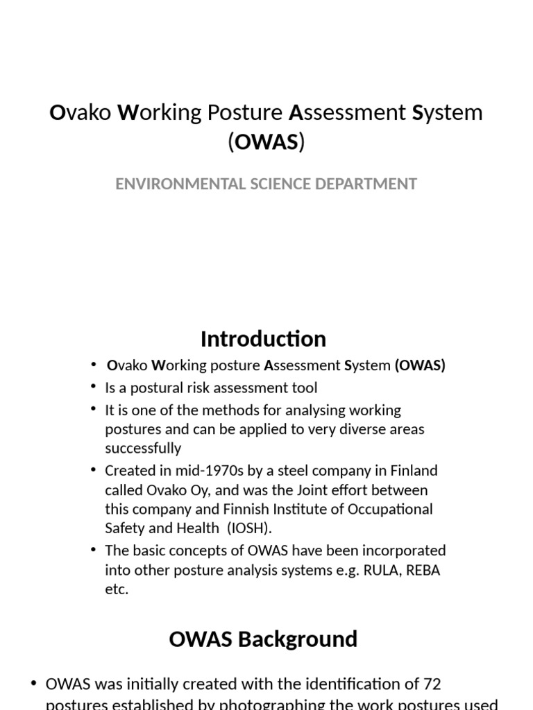 OWAS Posture Assessment Overview | PDF