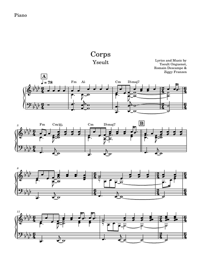 Yseult Corps Sheet Music and Lyrics | PDF