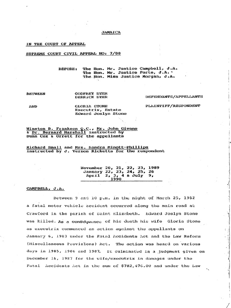 Dyer, Godfrey & Derrick Dyer v Gloria Stone (2) | PDF