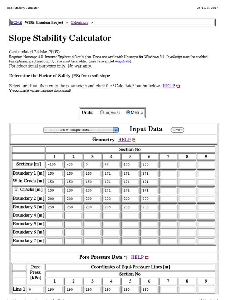 Slope Stability Calculator | Nature | Mathematics