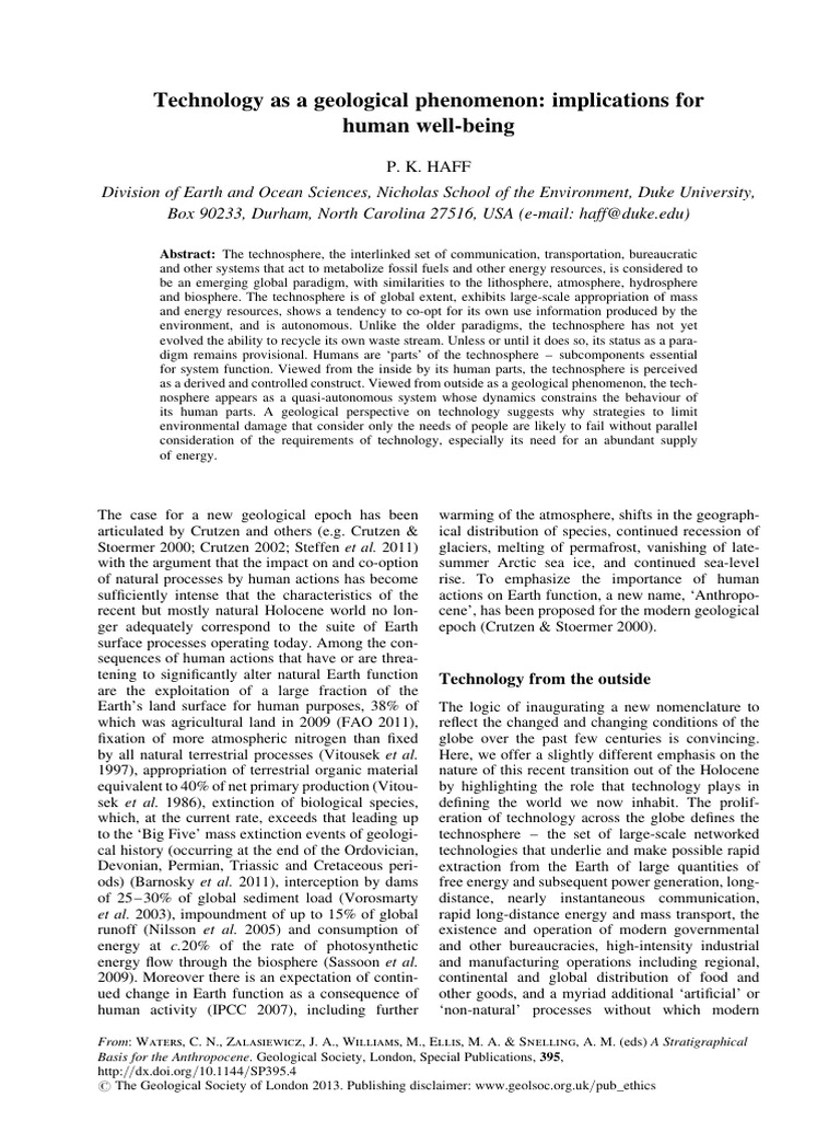 Haff - Technology As A Geological Phenomenon | PDF | Soil | Recycling