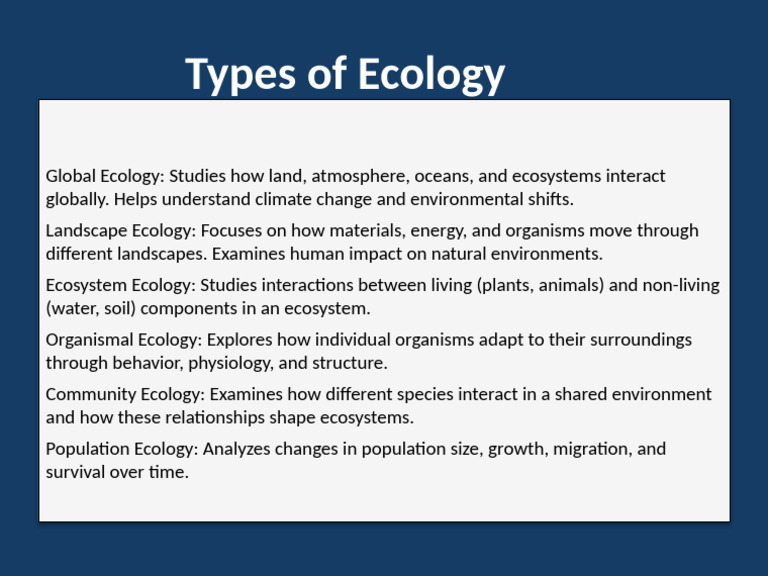 Types of Ecology Formal | PDF