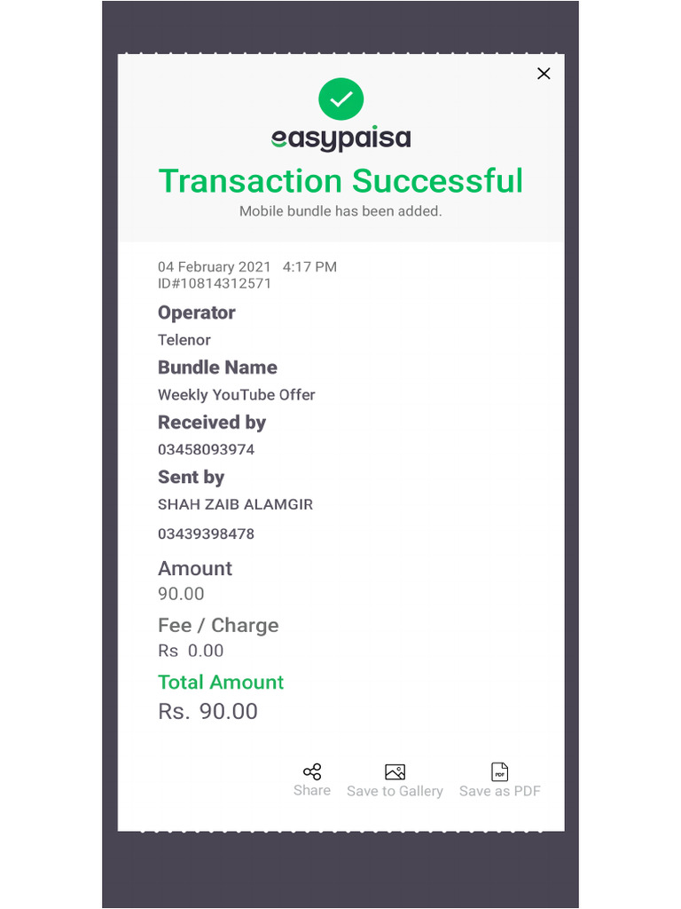 Easypaisa Receipts04022021161771 | PDF
