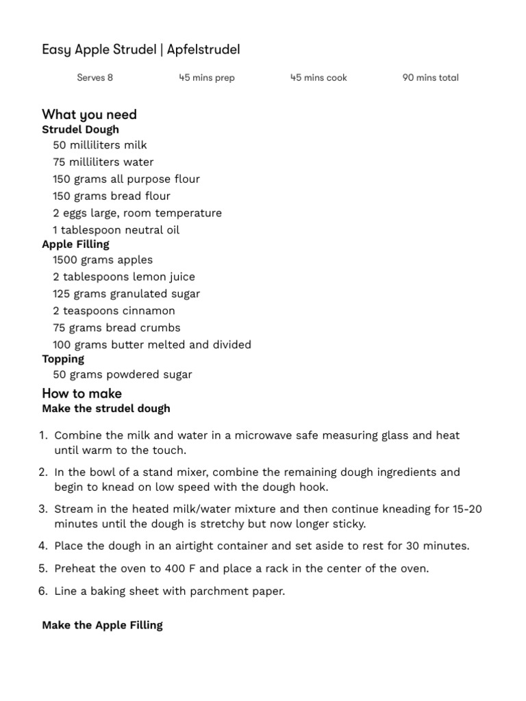 Easy Apple Strudel - Apfelstrudel - Red Currant Bakery | PDF | Fat | Foods
