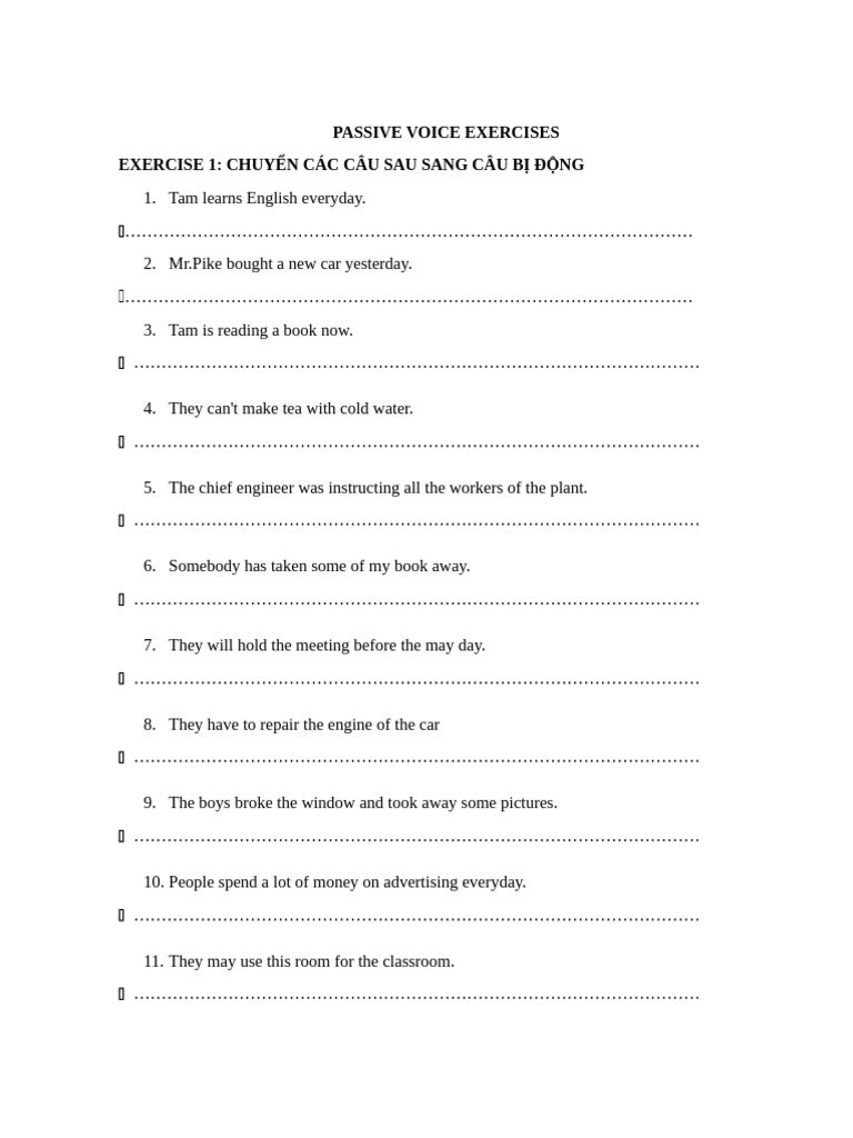 PASSIVE VOICE EXERCISES | PDF