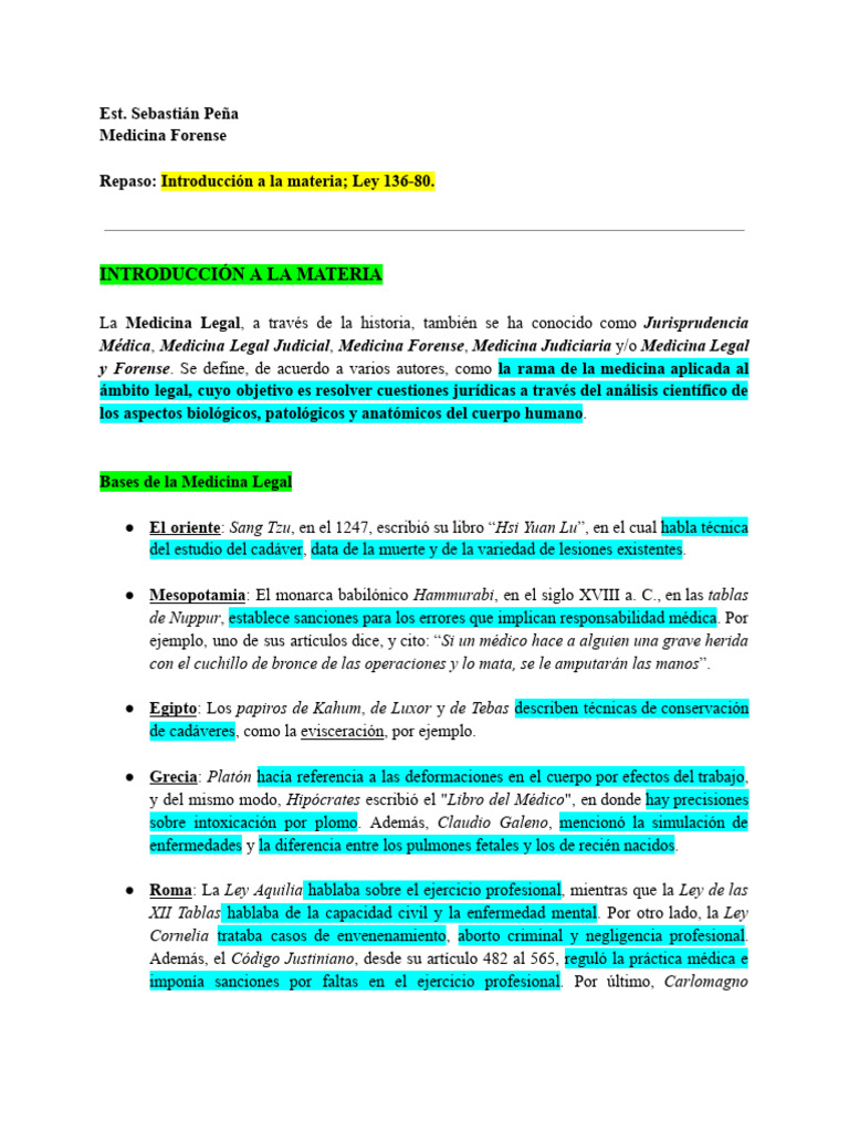 Repaso (Medicina Forense) - Google Docs | PDF