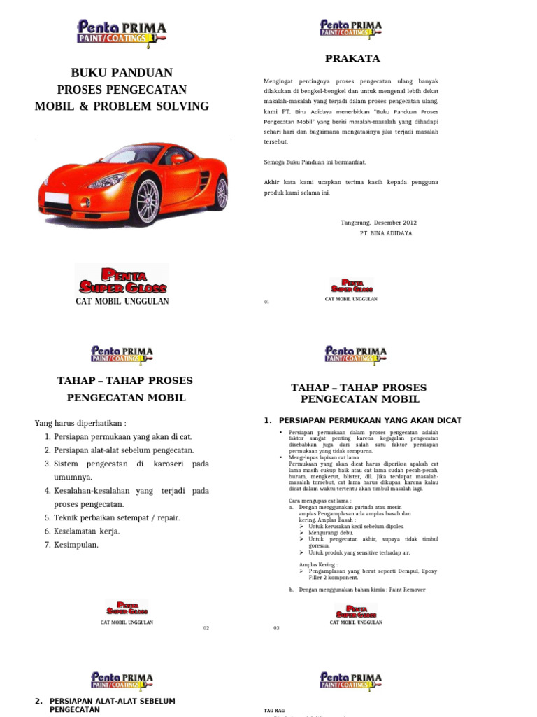 BUKU PANDUAN PROSES PENGECATAN MOBIL and | PDF