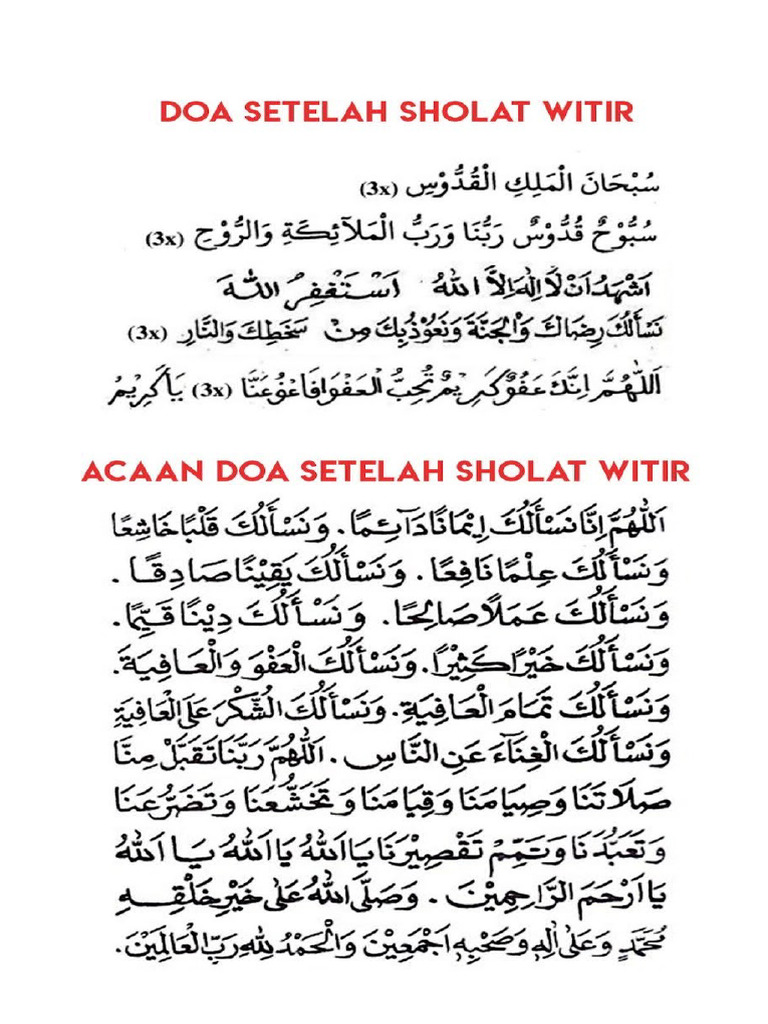 Doa Tarawih & Witir | PDF