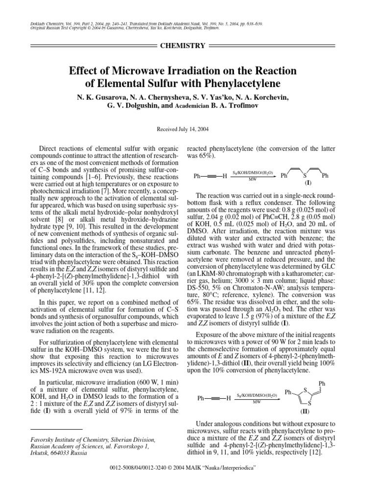 Effect of Microwave Irradiation On The Reaction | PDF | Chemical ...